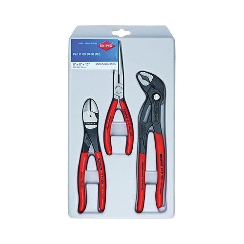 Knipex 00 20 08 US2 Universal Plier Set Cobra 3 Pieces Groves Industrial